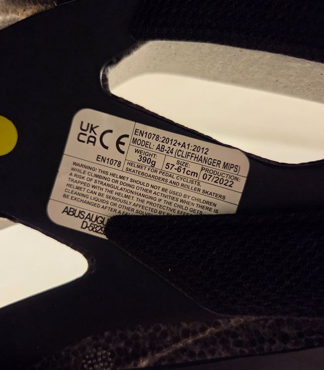 Abus CliffHanger MIPS Unisex, shiny white Gr. L 57cm - 61cm (Neu und ...