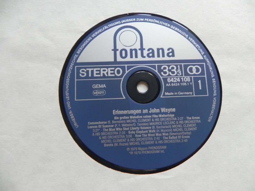 LP Film Soundtrack Western John Wayne Filmwelterfolge 1979 (Gebraucht ...