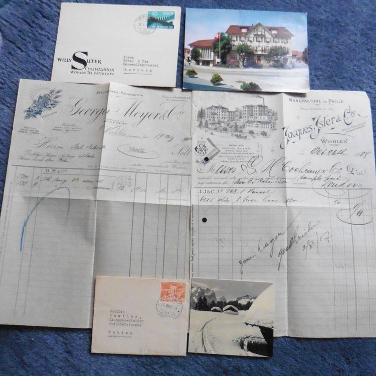 Wohlen,AG,6 Litho/Postkarte/Reklamen,Strohwaren,Schuhe,Menu | Kaufen ...
