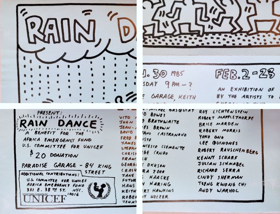 Keith Haring - Rain Dance 1985 Hand signed announcement COA (Gebraucht ...
