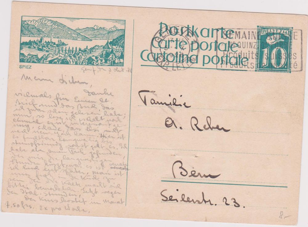Spiez, Bildpostkarte, 1928 (Gebraucht) in Spiez für CHF 3 – mit Lieferung auf Ricardo kaufen