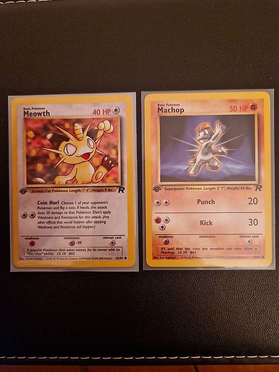 Pokemon 1st Edition Team Rocket, Meowth and Machop | Kaufen auf Ricardo
