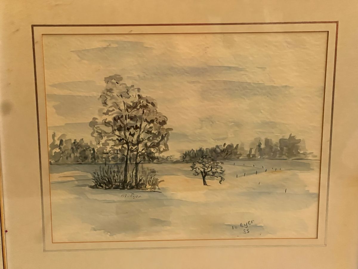 Aquarell "Winterlandschaft" von M.Eyer, Jahr 1985 (47) (Gebraucht) in ...
