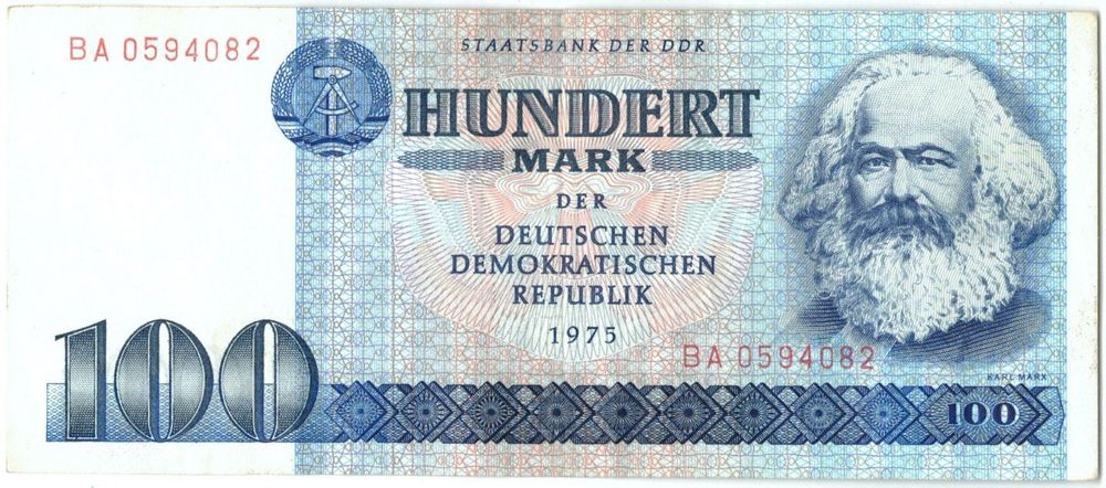 100 Mark Banknote DDR 1975 - Karl Marx (Gebraucht) in Hägglingen für ...