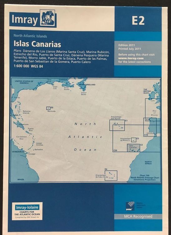 Seekarte E2 Islas Canarias (Gebraucht) in Müntschemier für CHF 15 – mit Lieferung auf Ricardo kaufen