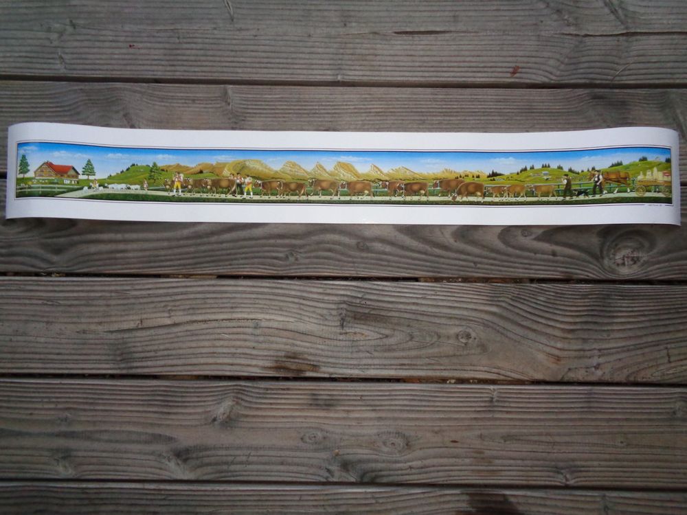 APPENZELLER ALPAUFZUG WILLI FORRER 100 x 13,5 BAUERNMALEREI (Gebraucht ...