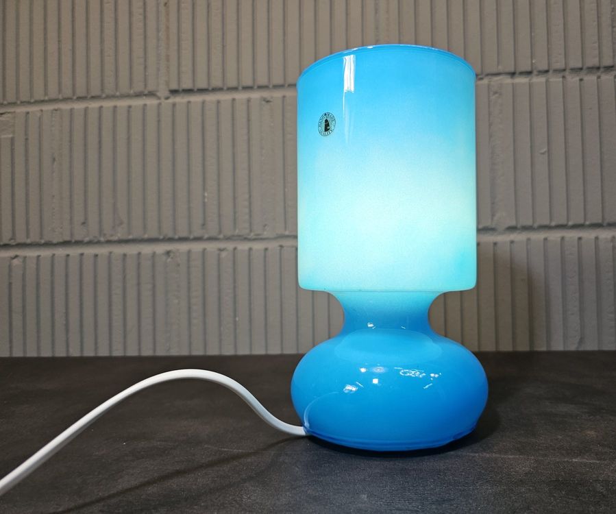 IKEA 90s Lykta Opalglas Handmade Tischleuchte Desk Lamp blau (Gebraucht ...