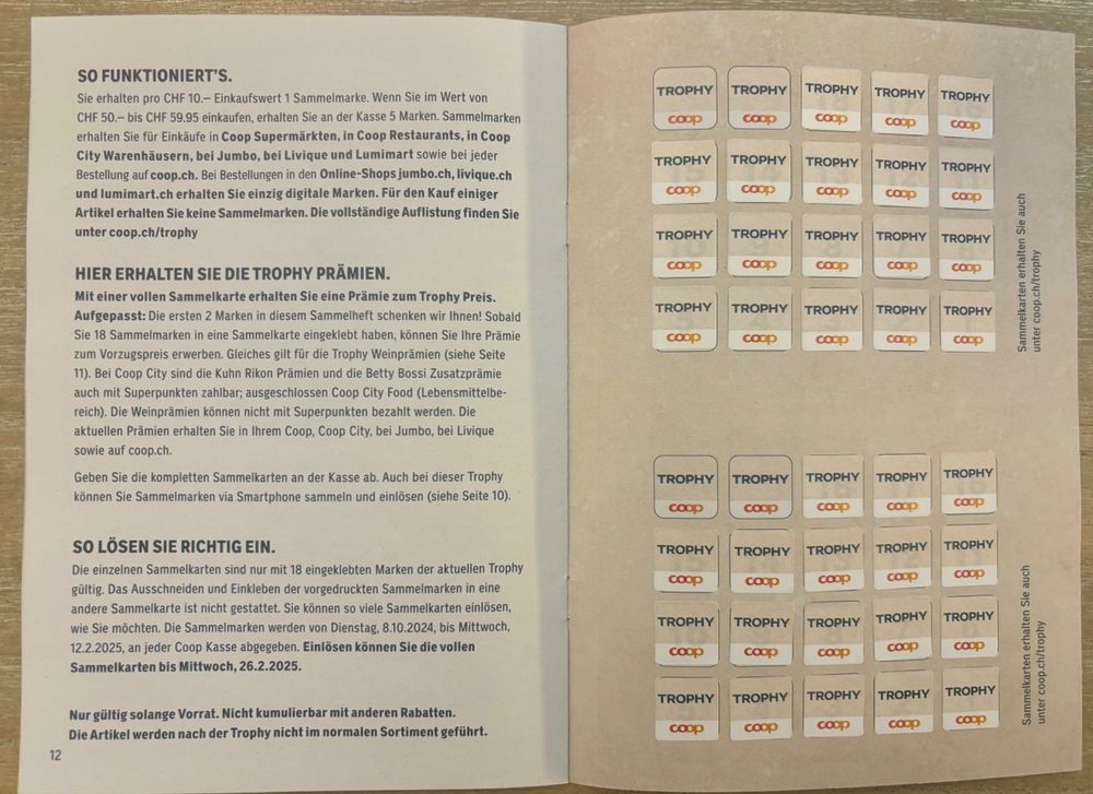 🤍 Coop „KUHN RIKON Trophy“, 4 Sammelkarten, 80 Punkte 🤍 (Neu (gemäss ...