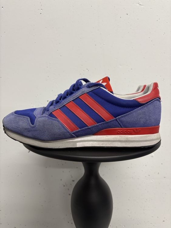 Adidas ZX 500 Gr. 43 1/3 blau rot Sneaker Leder Turnschuhe (Gebraucht ...