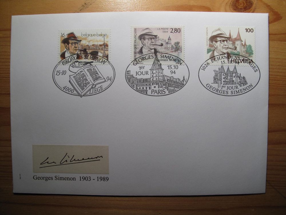 Schweiz FDC 1994 C5 Gemeinschaftsausgbe Simenon (Gebraucht) in Wil SG für CHF 3 – mit Lieferung ...