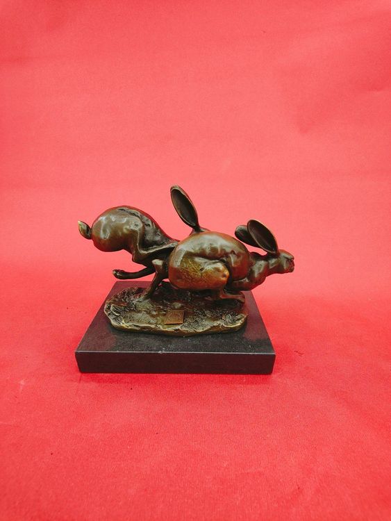 " SPRINGENDE HASEN " BRONZE SKULPTUR | Kaufen auf Ricardo