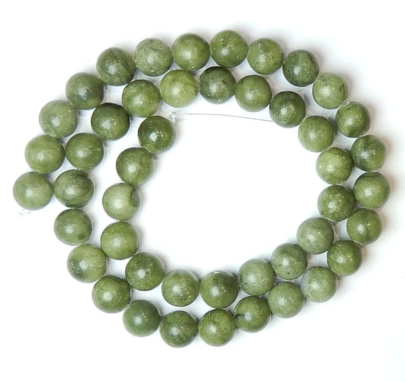 1 Strang echte grüne Taiwan Jade Perlen 8 mm (Neu (gemäss Beschreibung ...
