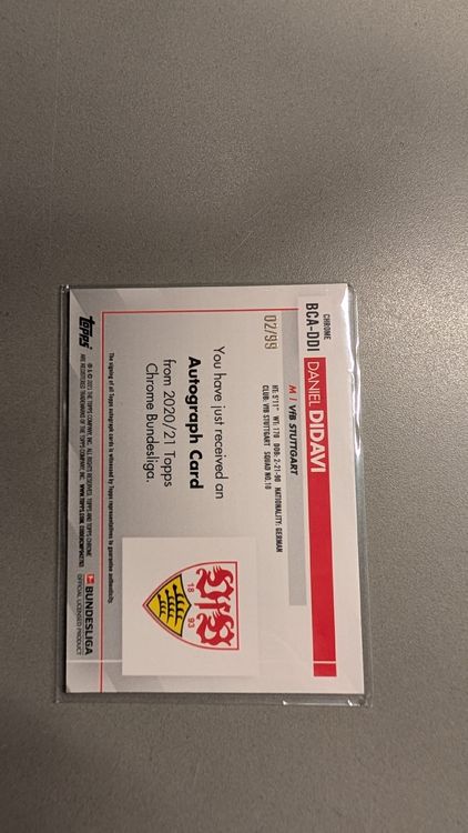 2020-21 Topps Chrome Bundesliga Daniel Didavi AUTO /99 (Neu (gemäss ...