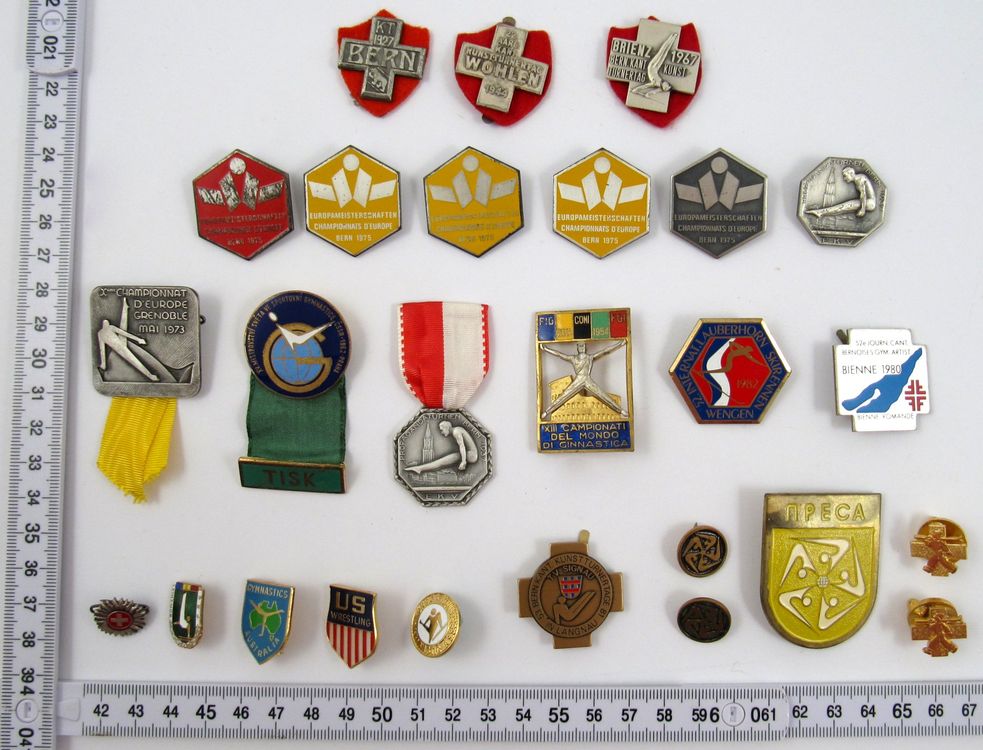 LOT Div.Abzeichen Pins Sport Turnen Olympia Olympic etc.etc. (Gebraucht ...