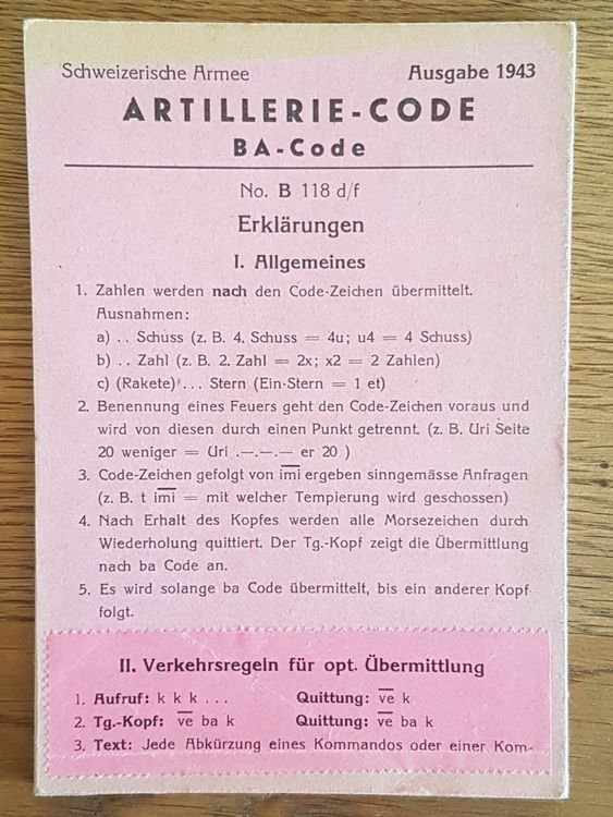 Artillerie-Code BA-Code 1943 (Gebraucht) in Balsthal für CHF 7 – mit ...