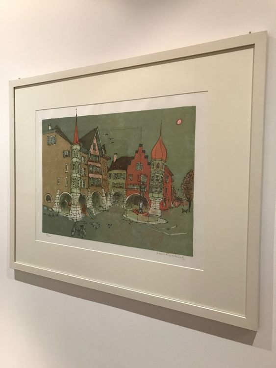 Marco Richterich Lithografie (Dorfplatz) eingerahmt ab 1.- (Gebraucht) in Wangen b. Olten für ...