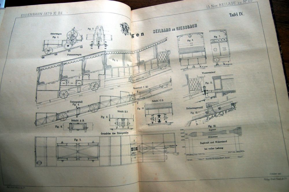 Schw. Zeitschrift die Eisenbahn 1879 - Seilbahn am Giessbach (Gebraucht ...