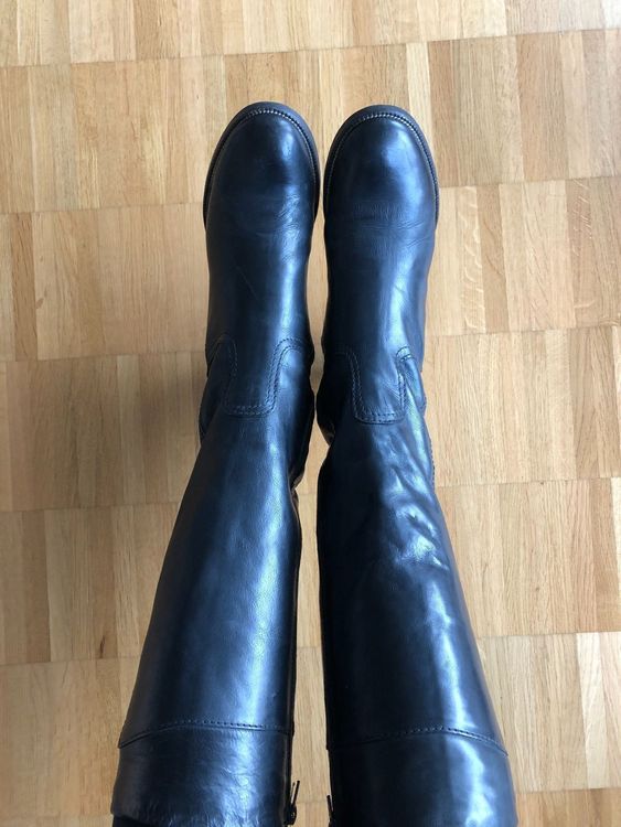 Schwarze, gefütterte Lederstiefel Gr. 40 | Kaufen auf Ricardo