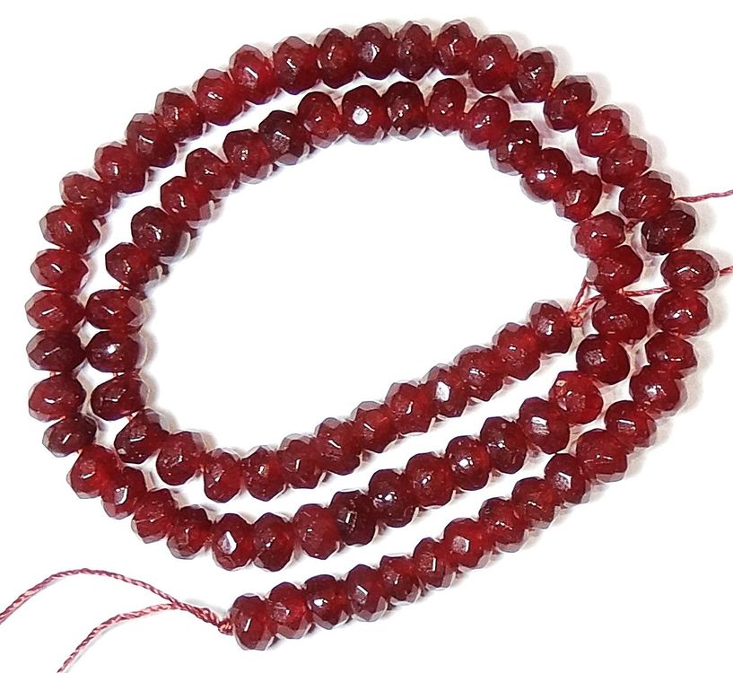 1 Strang echte natürliche Granat Rondellen Perlen facettiert (Neu ...