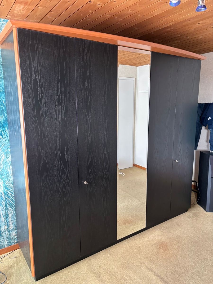 Grosser Kleiderschrank, schwarz mit Spiegel, Top Zustand! (Gebraucht ...