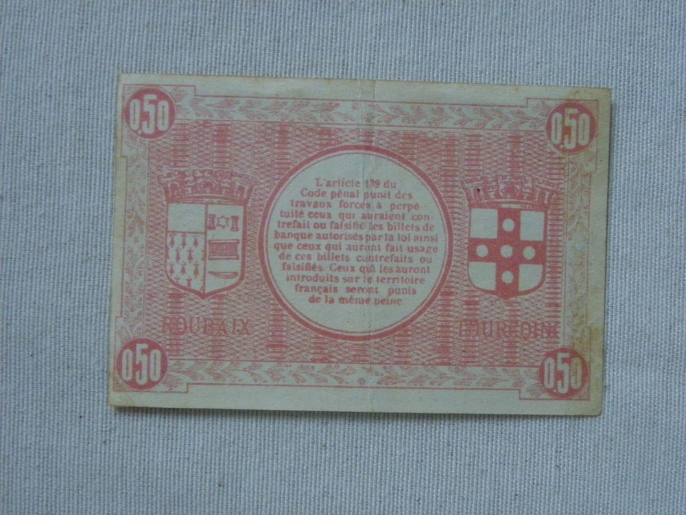 Bon de Monnaie,50 Centimes, Städte Roubaix/Tourcoing, AJ39 (Gebraucht ...