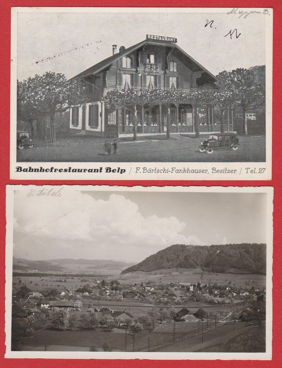 Belp : 2 alte Ansichtskarten + Stempel Jagtflieger KP14 (Gebraucht) in Vitznau für CHF 25 – mit ...