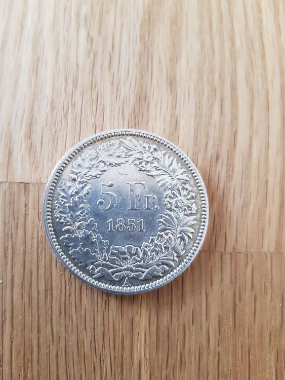 5 Franken 1851 - sitzende Helvetia (Gebraucht) in Mels für CHF 350 – mit Lieferung auf Ricardo ...