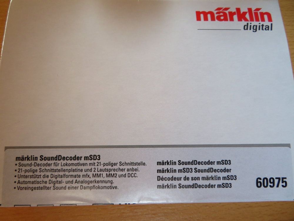 60975 Märklin Sound-Decoder mSD3, Dampflok, Umprogrammierbar (Neu und ...