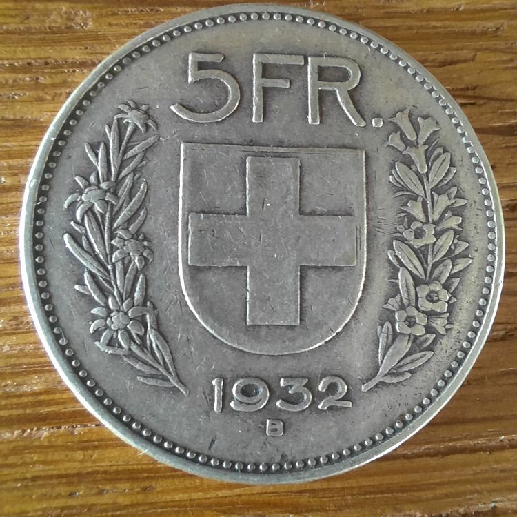 Münze 5 Franken 1932 Silber | Kaufen auf Ricardo
