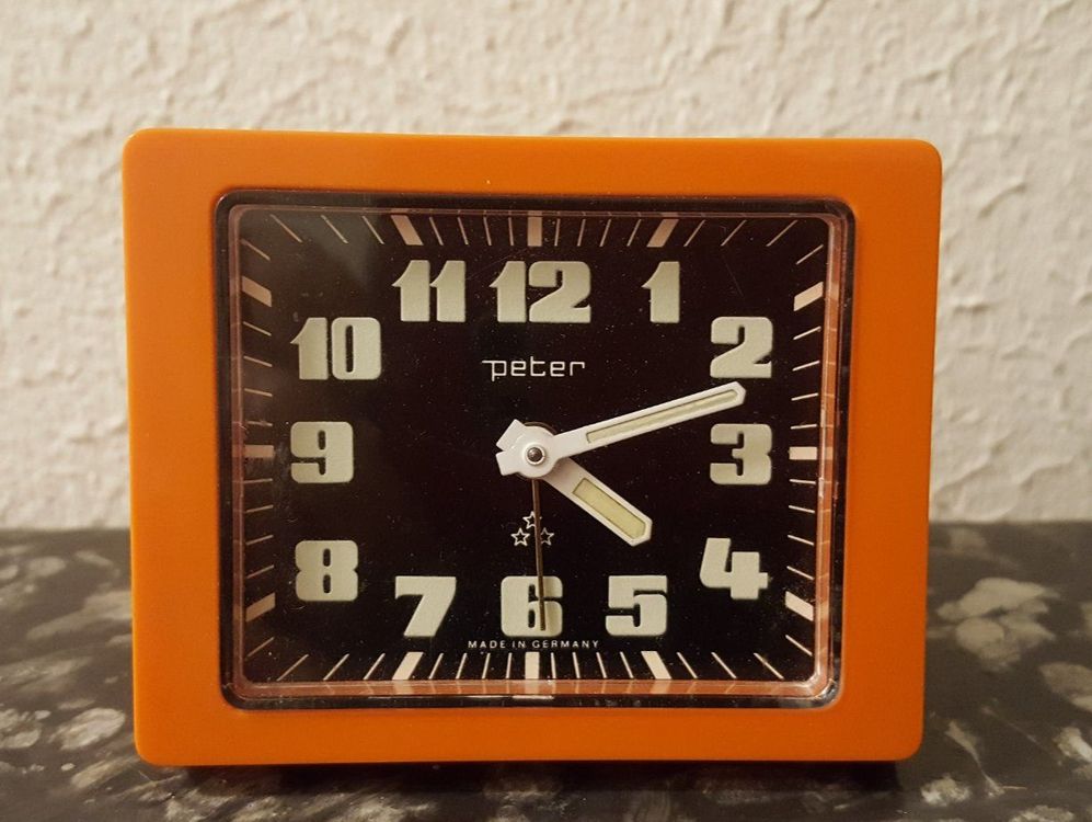 Vintage, mechanischer Wecker"Peter"oranger Kunststoff, 70er (Gebraucht ...
