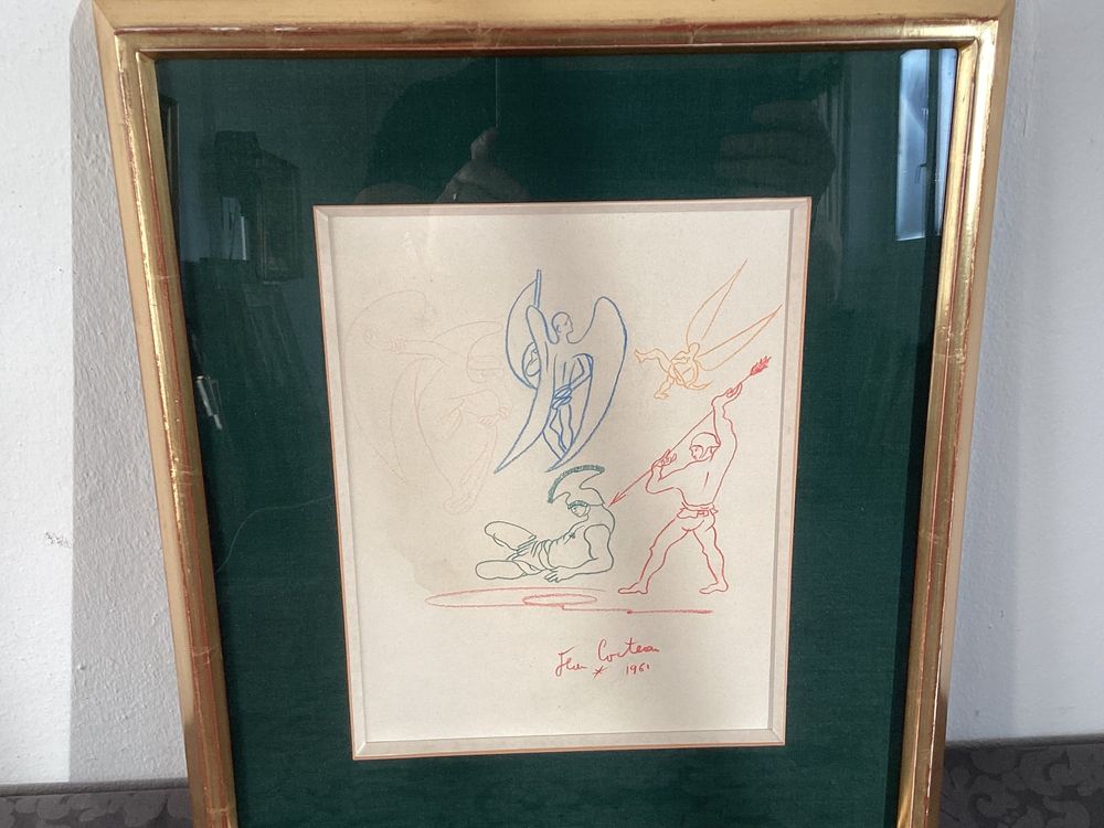 Jean COCTEAU (1889-1963) Tableau crayon couleurs signé datée (Gebraucht ...