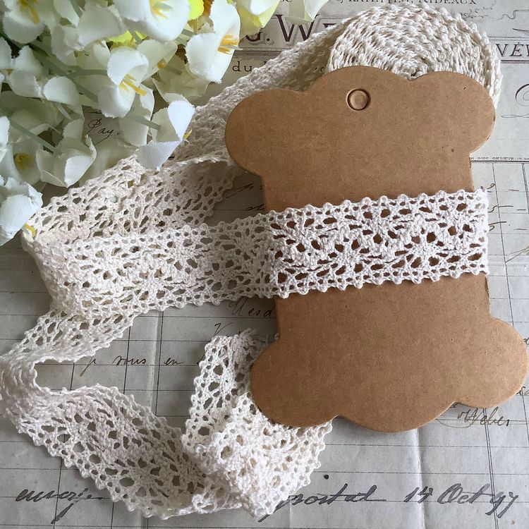 Spitze Spitzenband Baumwolle beige 3M dentelle coton (Neu (gemäss ...