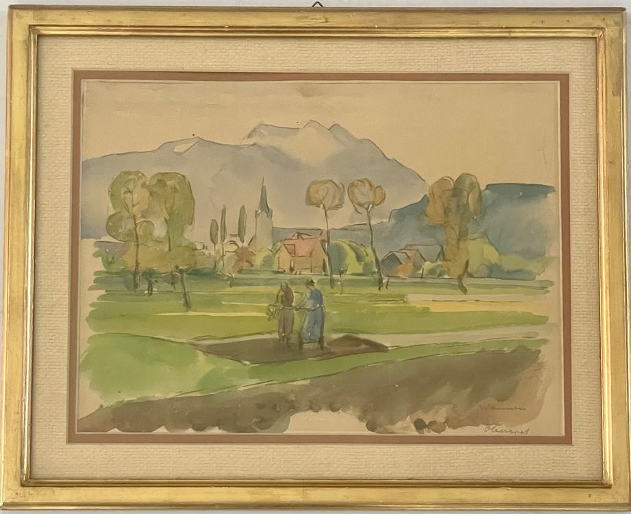 Landschaft Aquarell Feldarbeit unleserlich signiert (Gebraucht) in Root für CHF 15 – mit ...