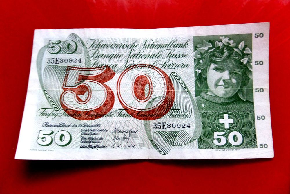 ALTE 50 Fr SCHWEIZER NOTE 10 Feb, 1971 gebraucht Apfelernte | Kaufen auf Ricardo