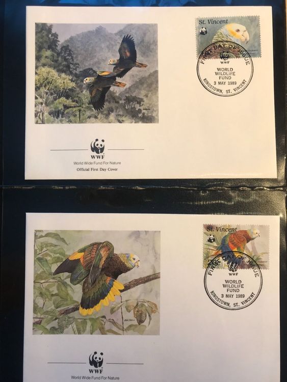WWF St.Vincent 1989 Königsamazone Papagei Satz Ersttagsbrief (Neu ...