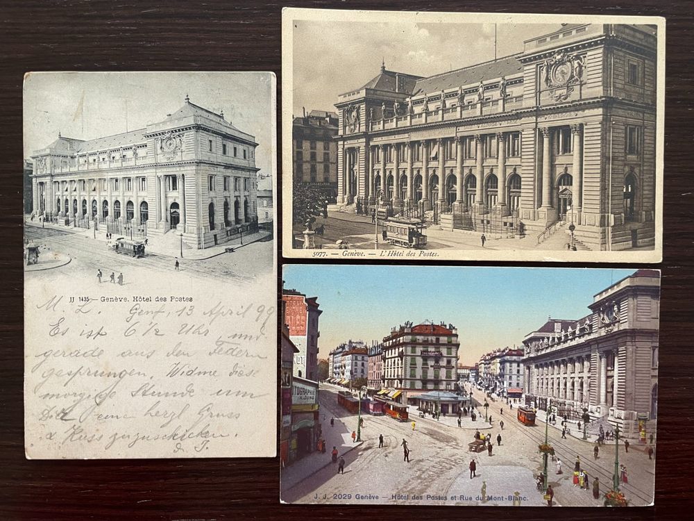 GENÈVE Hotel des Postes et Rue du Mont-Blanc, TRAM, 3 CP (Gebraucht) in ...