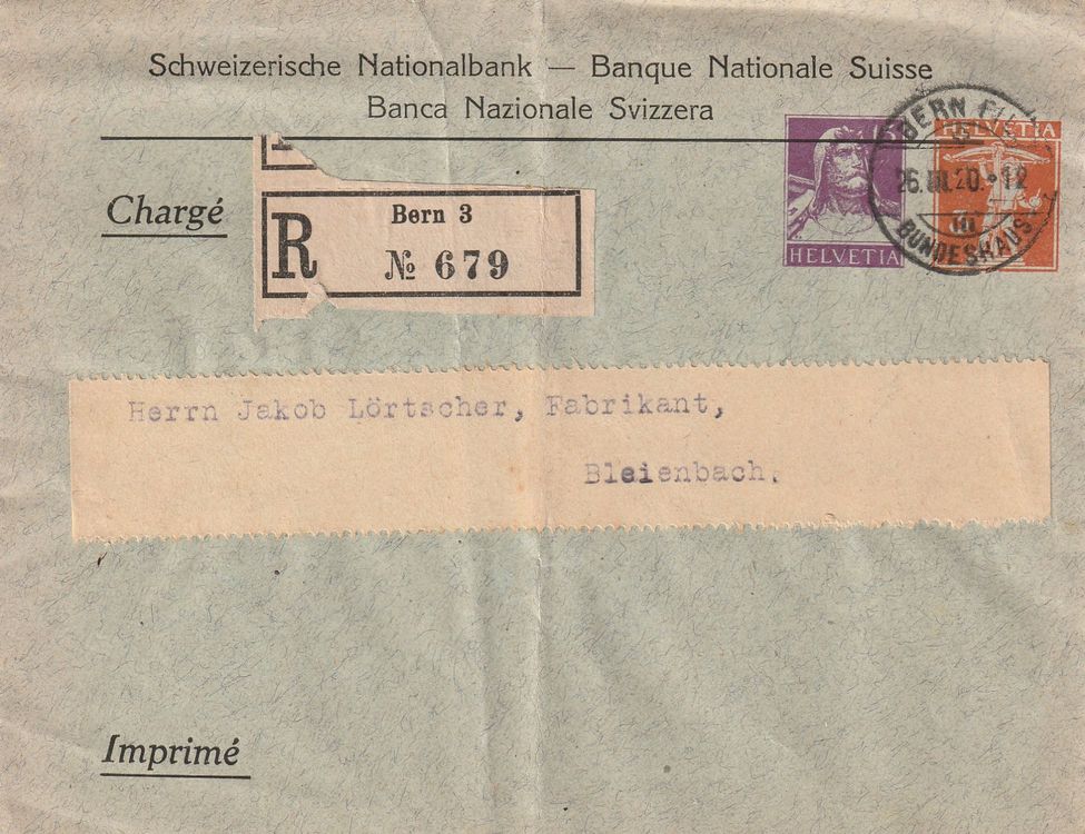 lettre recommandée Banque Nationale Suisse (Gebraucht) in Ste-Croix für CHF 2 – mit Lieferung ...