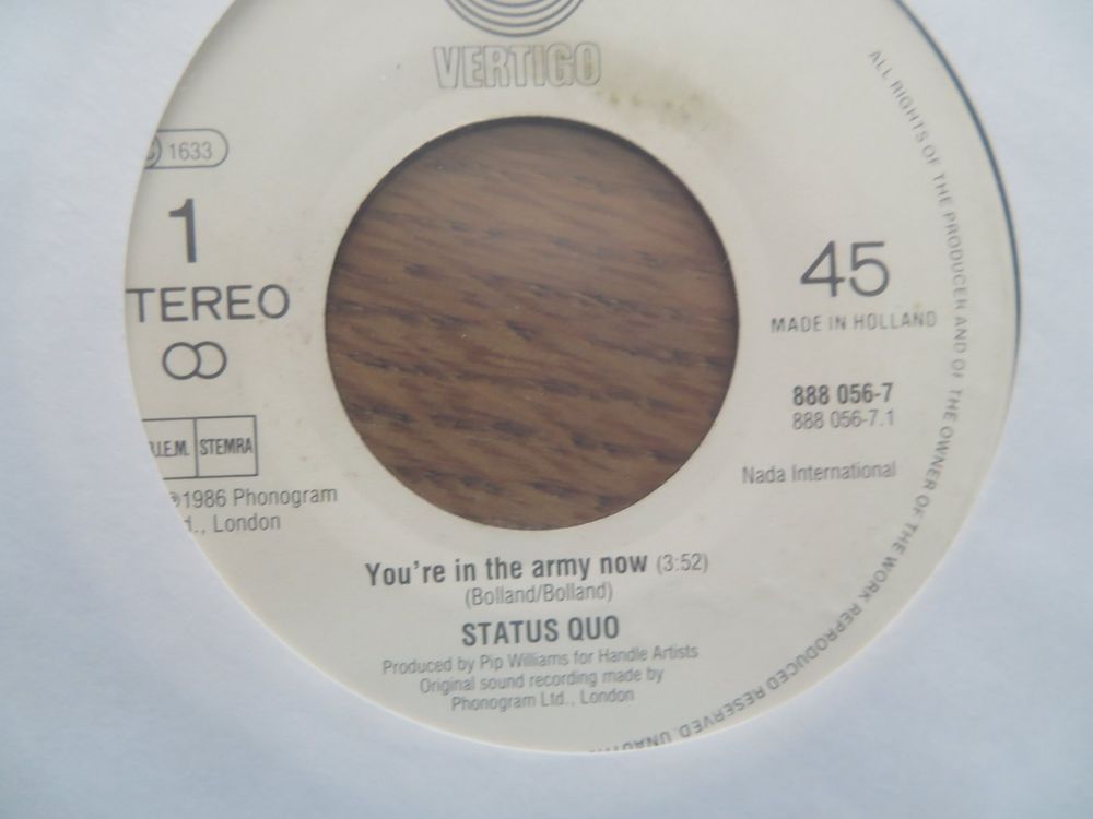 Status Quo - You're in the army now (Vinyl)SINGEL (Neu (gemäss ...