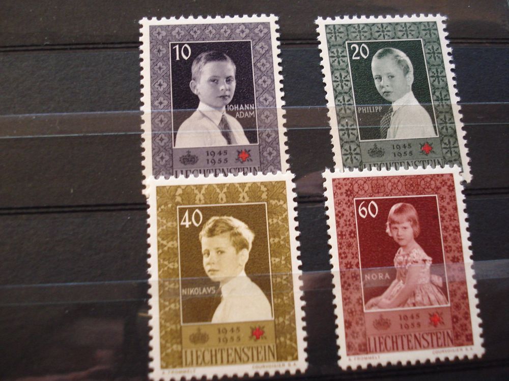 Satz Liechtenstein 1956, ** Rotkreuzausgabe (Gebraucht) in Niederwil AG für CHF 1 – mit ...
