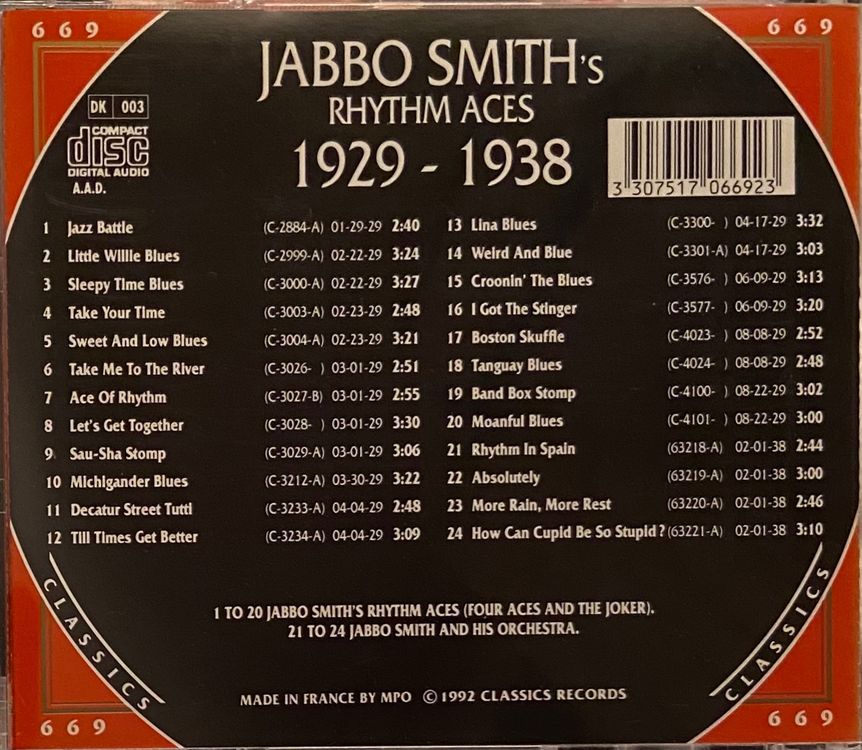 Jabbo Smith’s Rhythm Aces CD Jazz The Chronological | Kaufen auf Ricardo