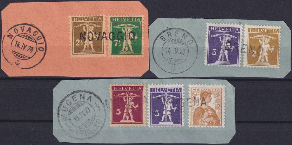 NOVACCIO + BRENO + MUGENA (TICINO) Stabstempel auf B'stücken (Gebraucht ...