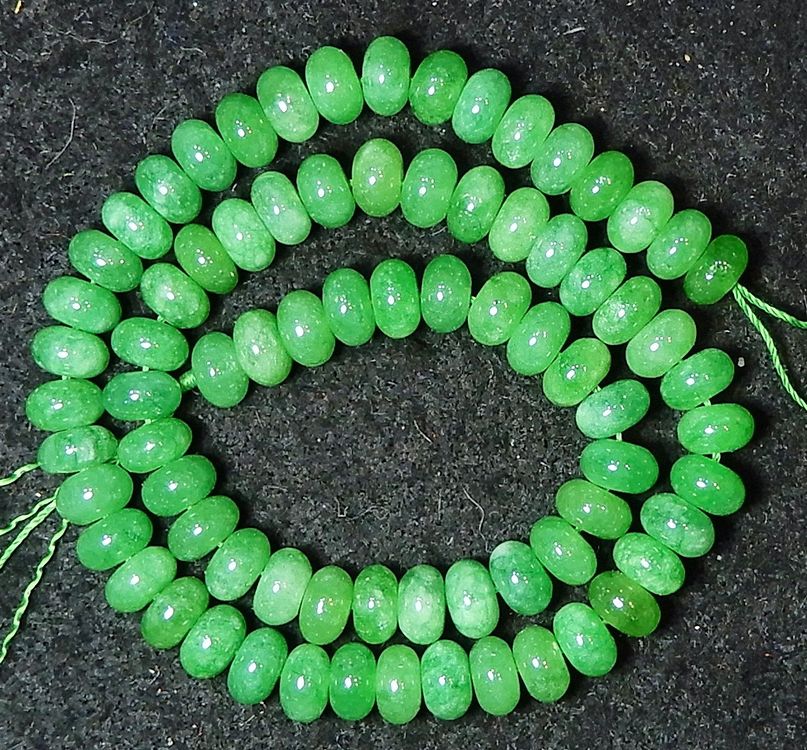 1 Strang echte top grüne Berg Jade Perlen Rondellen 8 x 5 mm | Kaufen ...