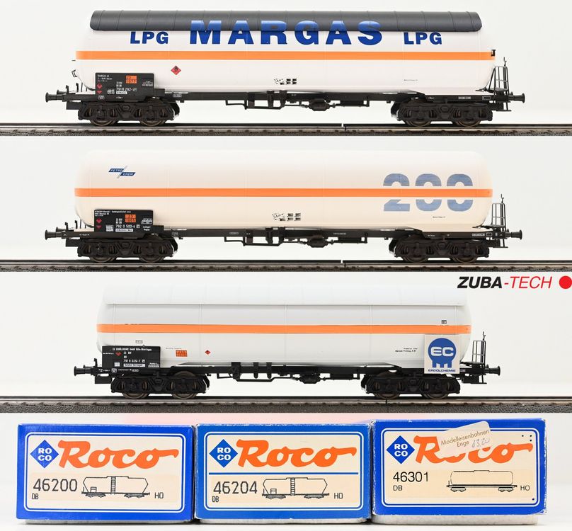 Roco 3x Druckgas-Kesselwagen der DB, H0 GS, mit OVP (Gebraucht) in St ...
