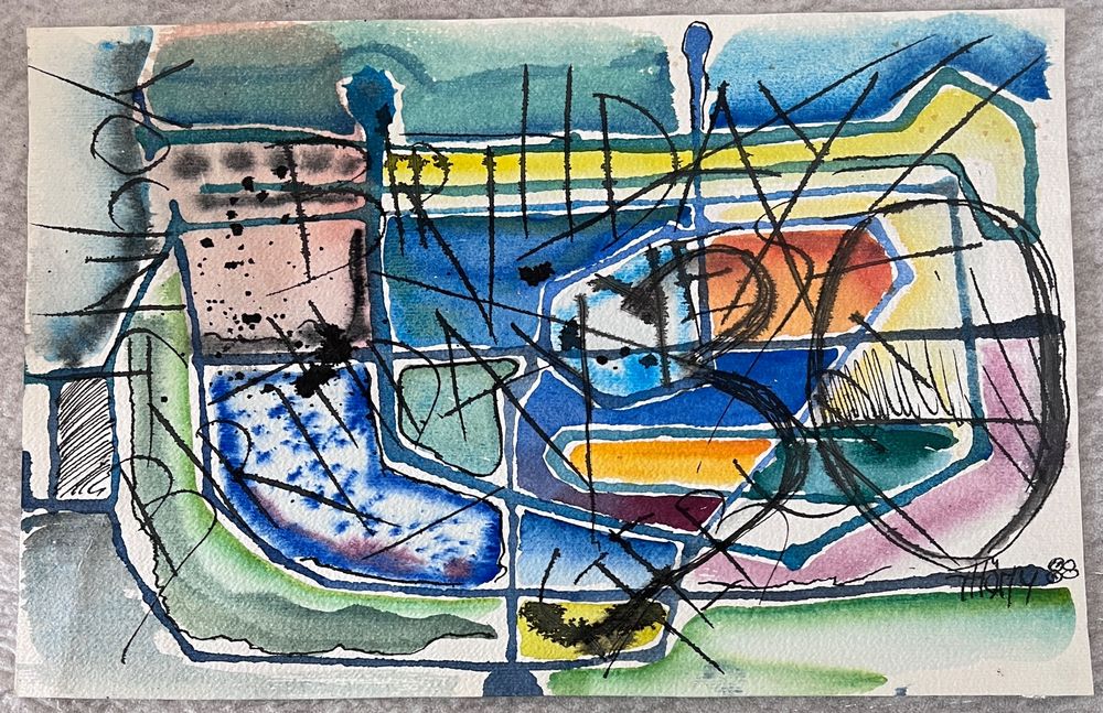 Abstrakte Mischtechnik Signiert Von Thömy Datiert 88 | Kaufen auf Ricardo