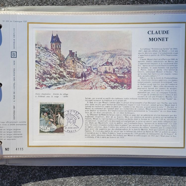 Document France Claude Monet 1972 Paris (Gebraucht) in Biel/Bienne für CHF 1 – mit Lieferung auf ...