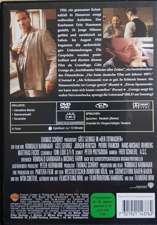 Der Totmacher. Götz George, Jürgen Hentsch (DVD) 1995 (Neu (gemäss ...