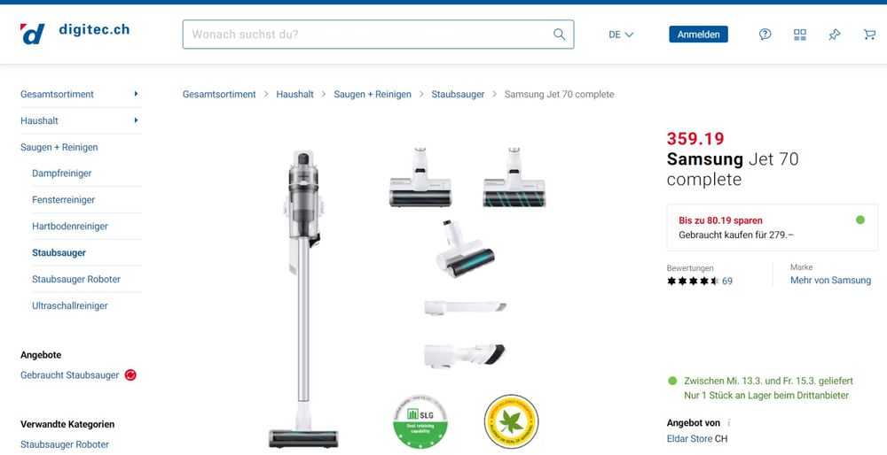 Samsung Jet 70 Complete Akku Staubsauger Neu + Garantie | Kaufen auf ...