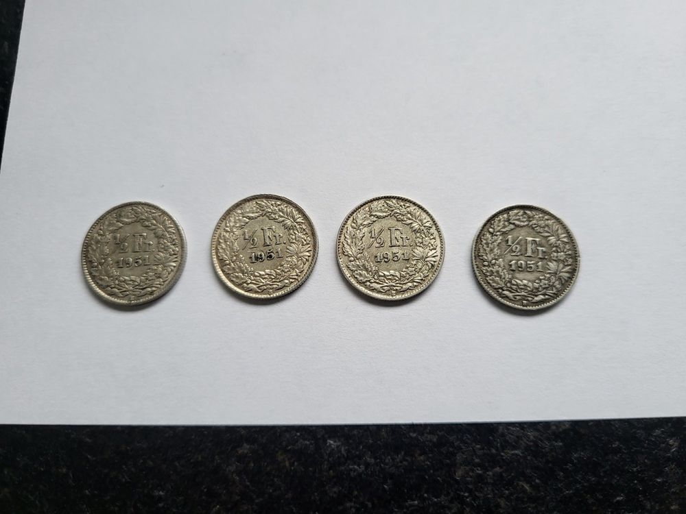 4 x 50 Rappen 1951 (Gebraucht) in für CHF 7 – mit Lieferung auf Ricardo ...