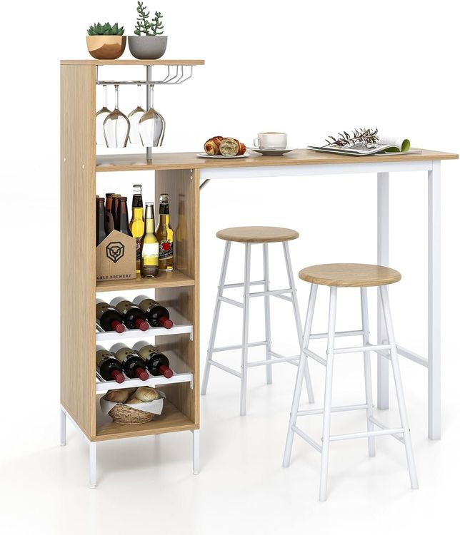 Bartisch mit Barhocker Set, 2 Personen Bartisch Set mit Halt (Neu und originalverpackt) in ...