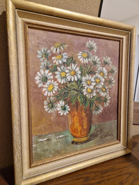 Gemälde Stilleben Blumen: Margeriten signiert C. Sodeur (Gebraucht) in ...